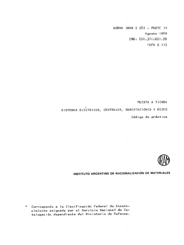 Iram 2281-4 Sistemas Electricos Centrales y Subestaciones PDF | PDF
