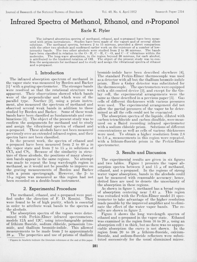 Infrared Spectra of Methanol, Ethanol, and N-Propanol | PDF | Alcohol ...
