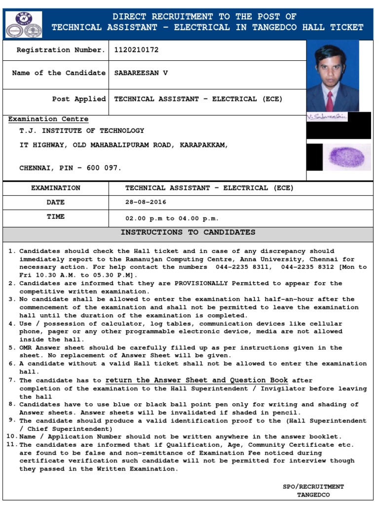Direct Recruitment To The Post of Technical Assistant - Electrical in ...