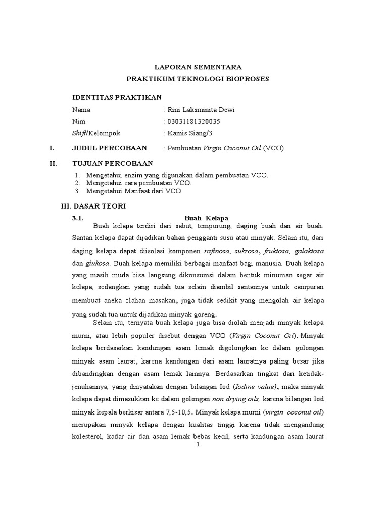 Pendahuluan Laporan VCO | PDF