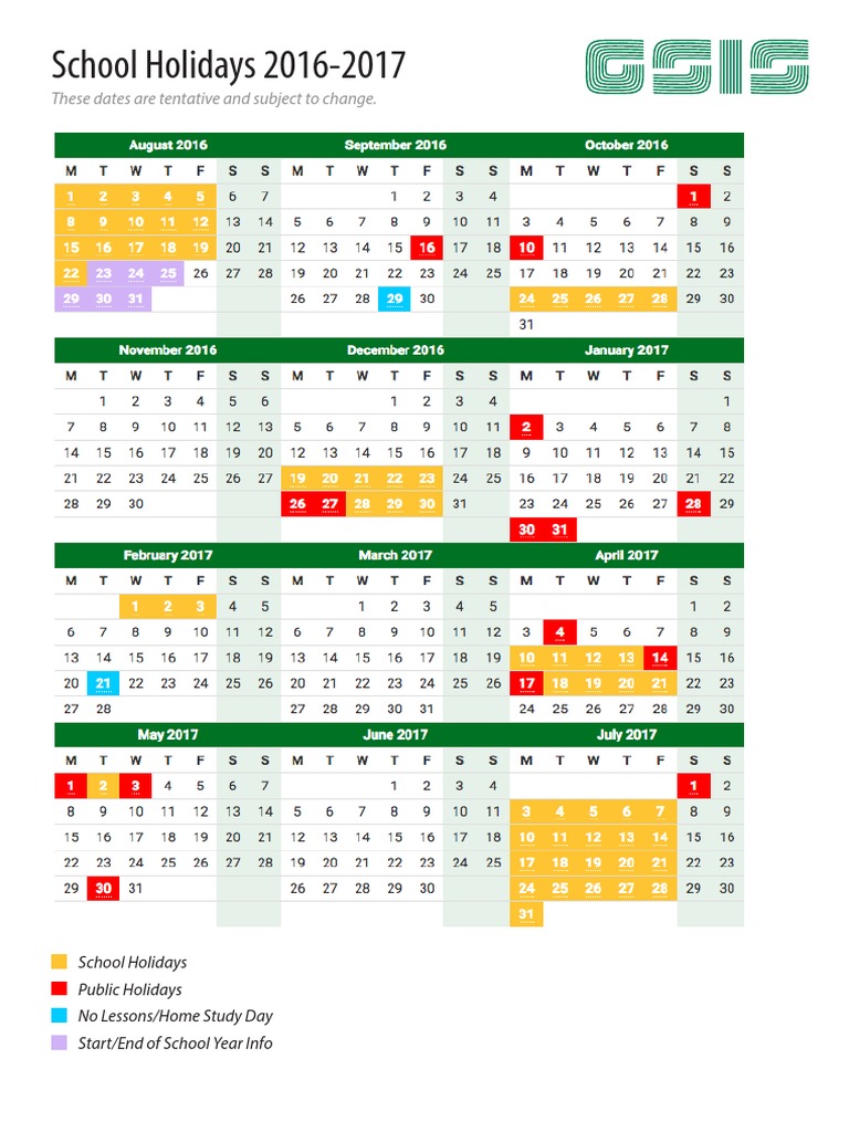 School Holidays 2016 17 | PDF