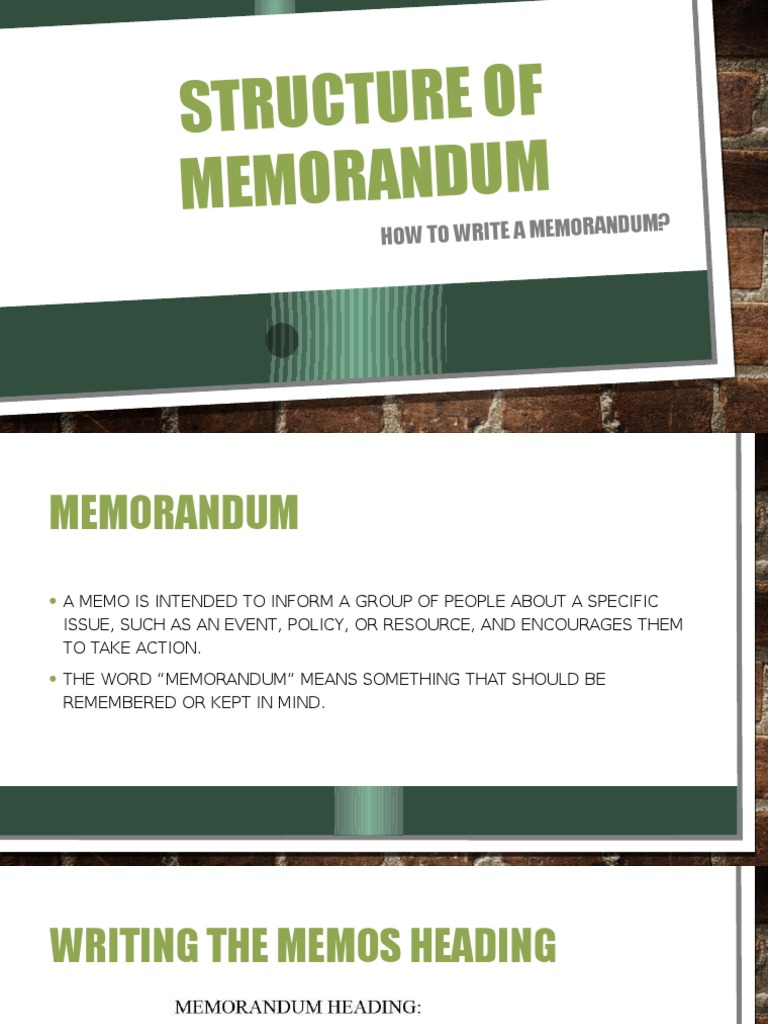 Structure of Memorandum | Memorandum | Communication