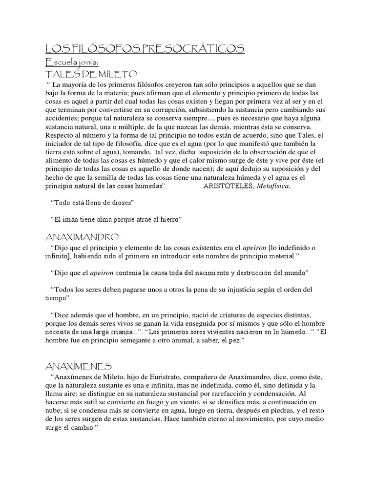 Textos Presocraticos | Descargar gratis PDF | Filosofía griega antigua | Metafísica