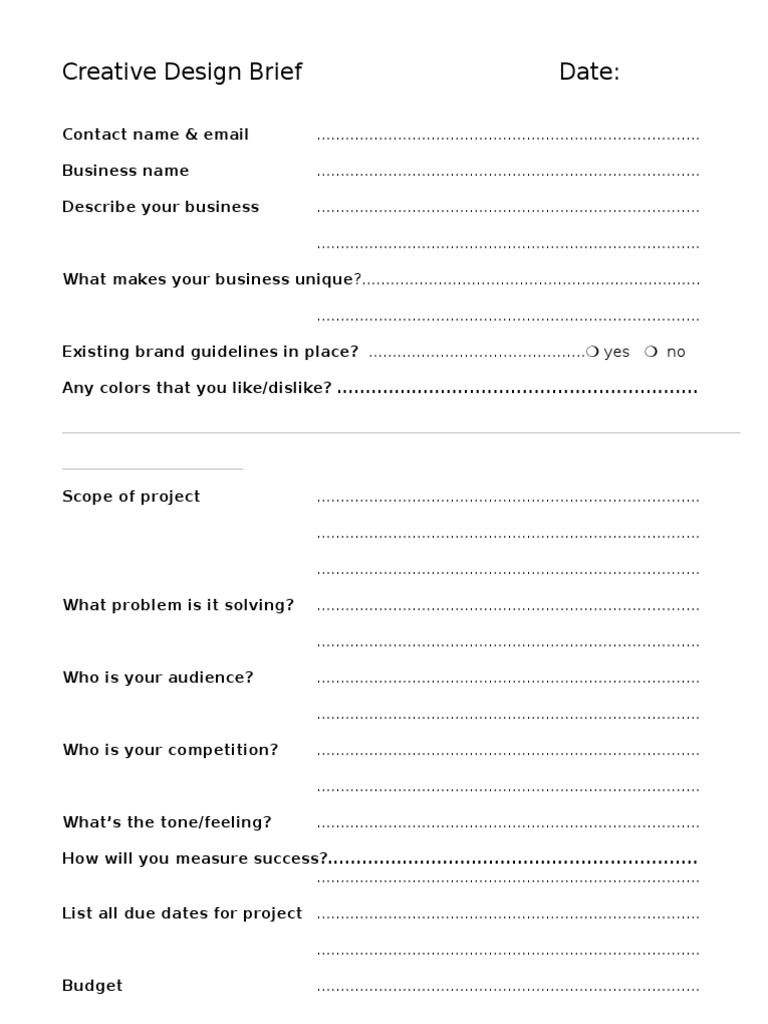 Creative Design Brief Template | PDF | Business