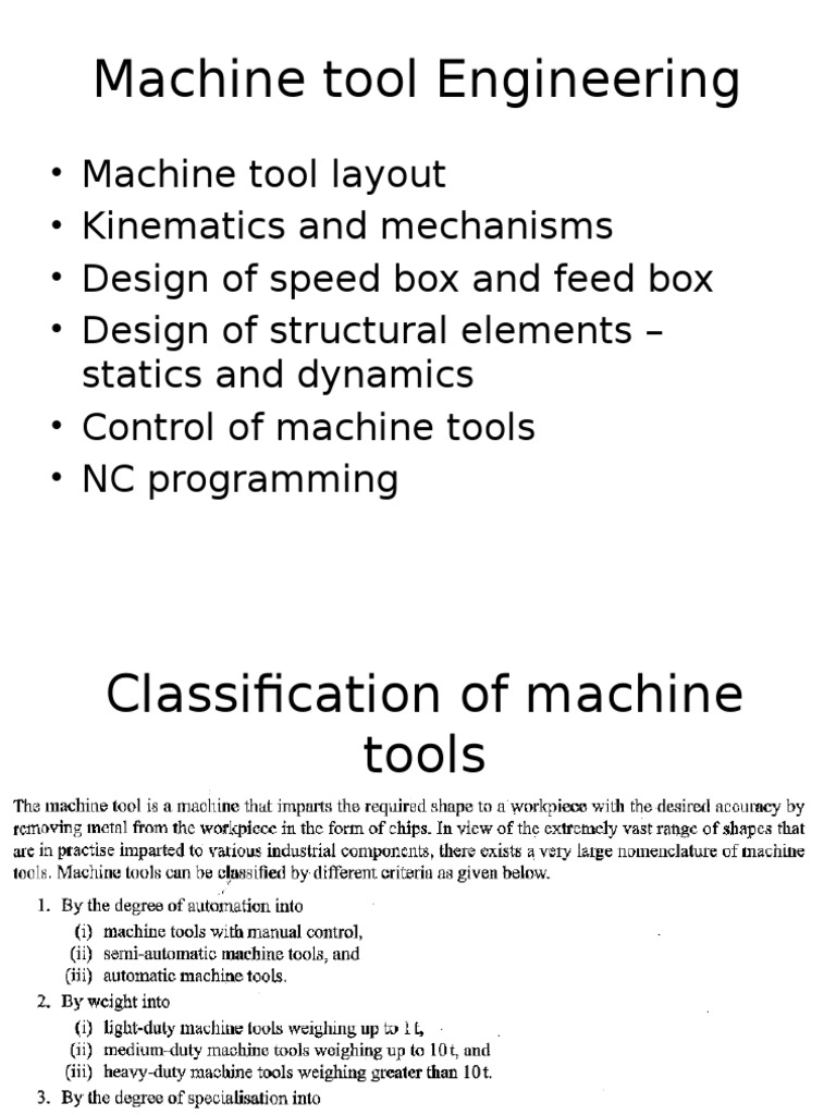 Machine Tool Design | PDF | Machines | Systems Engineering