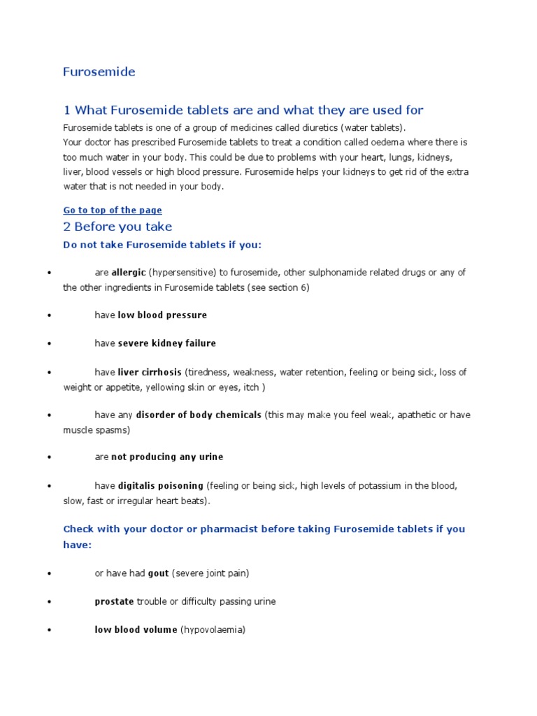 Furosemide 1 What Furosemide Tablets Are and What They Are Used For ...
