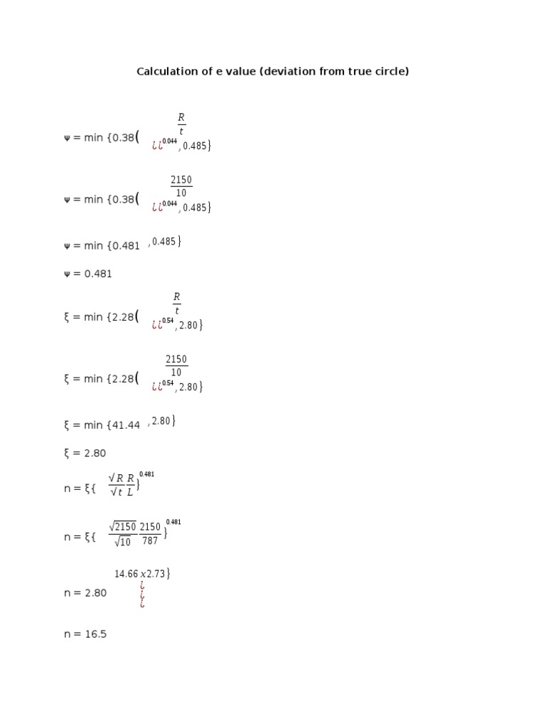 Calculation of e Value (Deviation From True Circle) | PDF