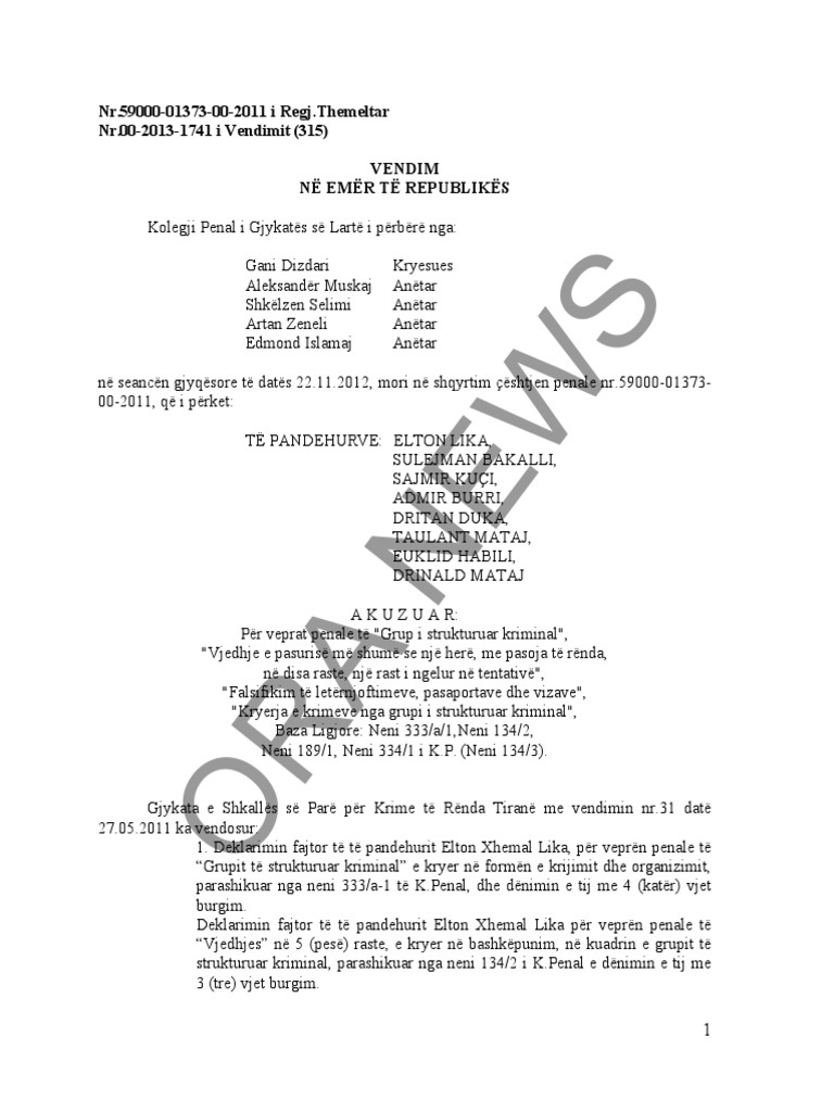 Vendimi I Gjykatës | PDF