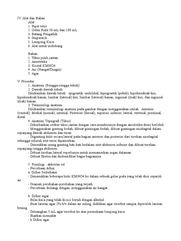 Anatomi Topografi Tikus dan Difusi Larutan | PDF