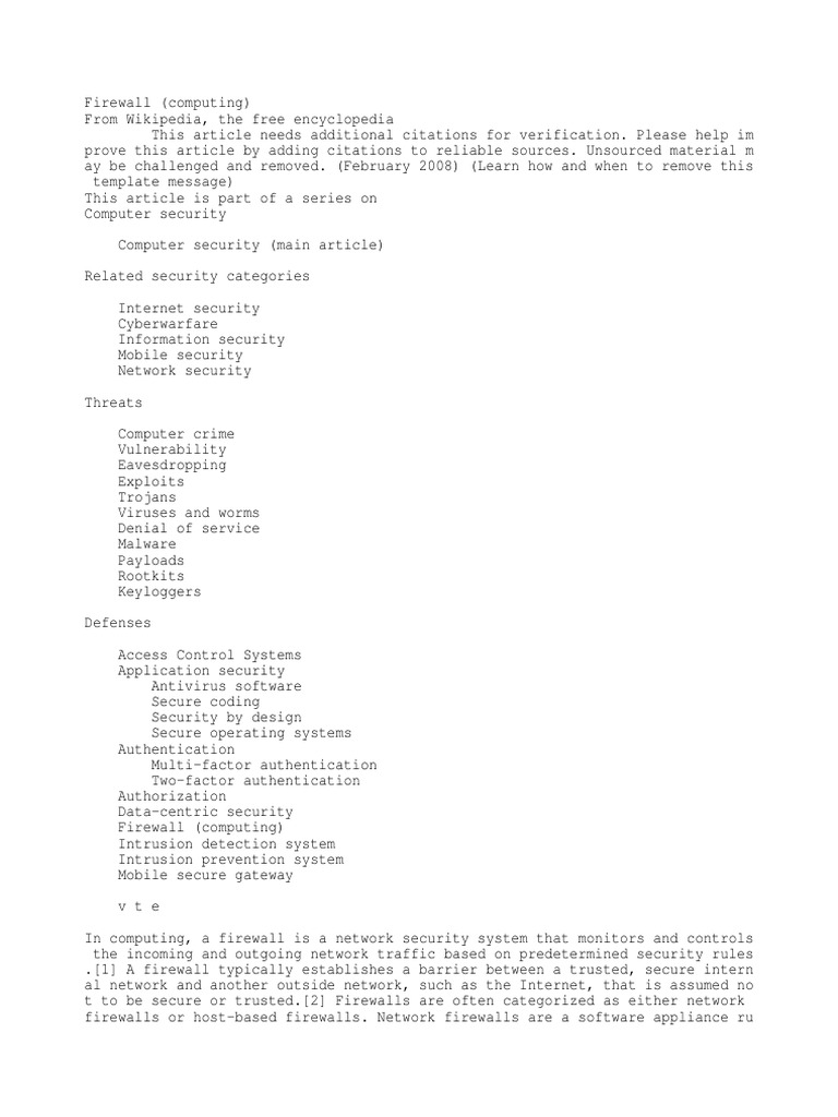 About Firewalls Pdf Firewall Computing Computer Security Exploits