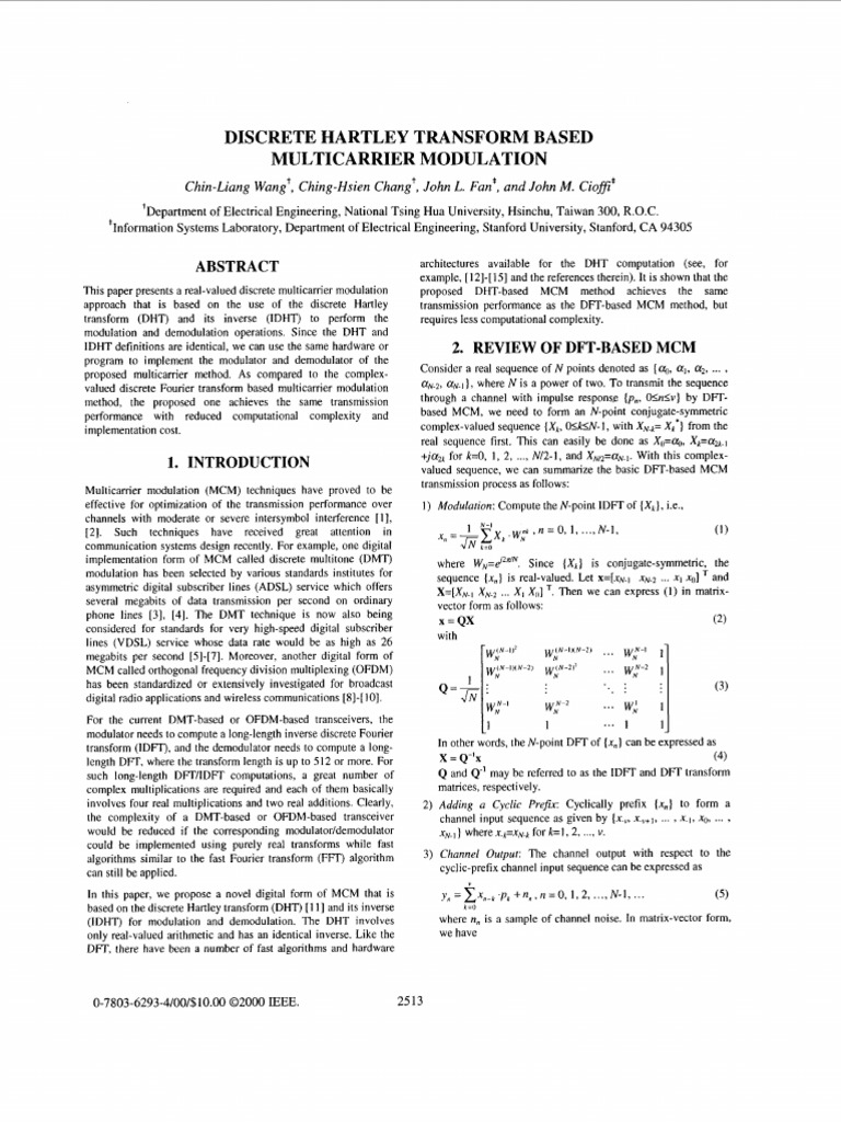 Hartley Transform | PDF | Orthogonal Frequency Division Multiplexing ...