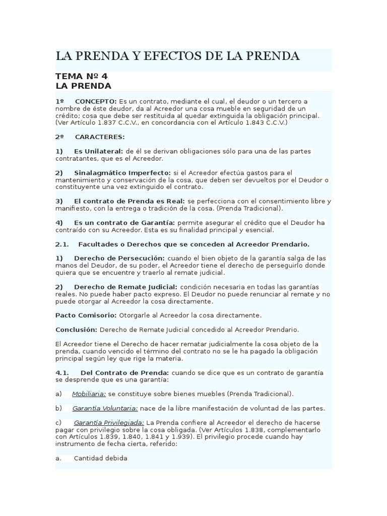 Conceptos Clave de la Prenda Jurídica | PDF | Pagos | Jurisprudencia