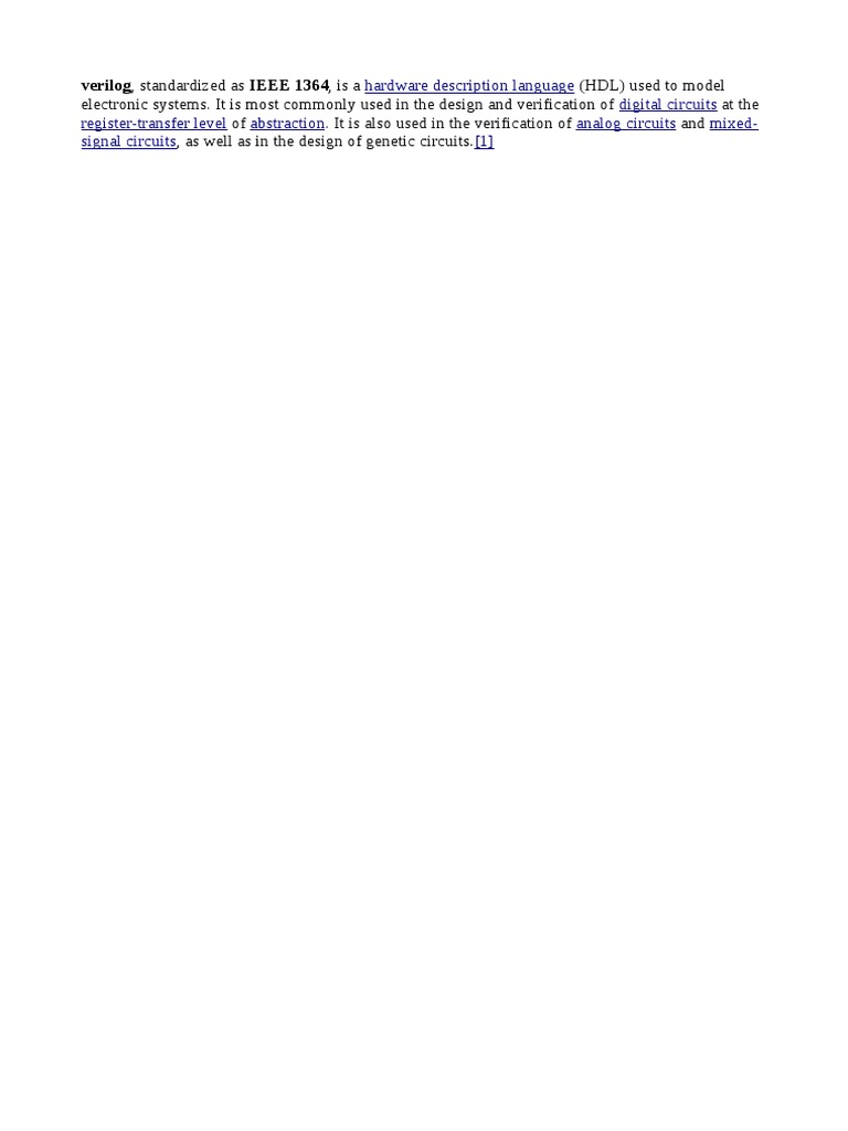 Verilog, Standardized As IEEE 1364, Is A | PDF