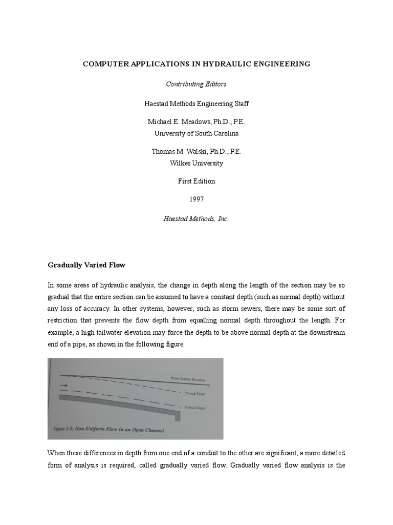 Computer Applications in Hydraulic Engineering - Gradually Varied Flow ...