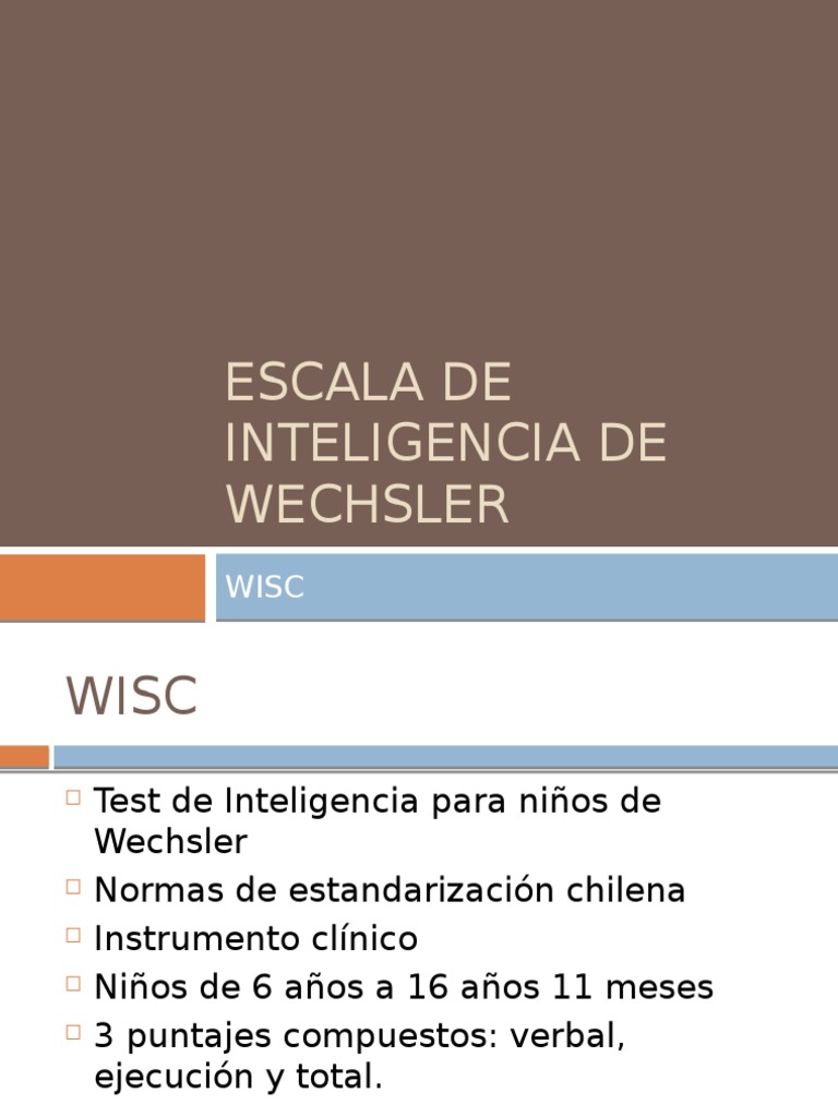 Escala de Inteligencia de Wechsler Wisc III | PDF | Diagnostico medico ...