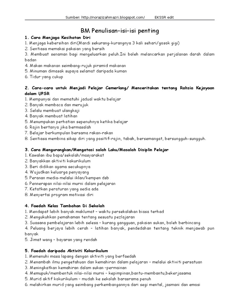 BM Penulisan Isi Isi Penting | PDF
