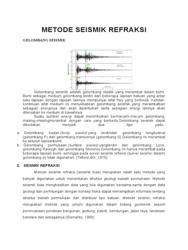 Metode Seismik Refraksi untuk Geoteknik | PDF