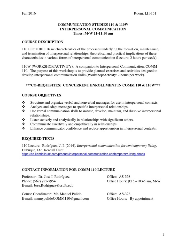 Interpersonal Communication Course Overview | PDF | Interpersonal ...