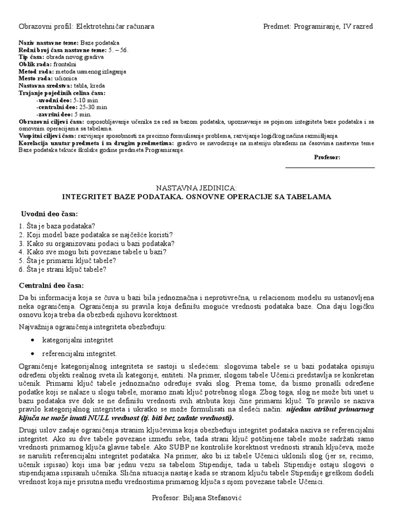 Integritet Baze Pod | PDF