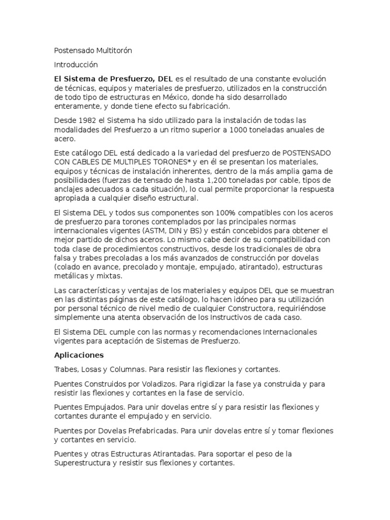 Postensado Multitorón: equipo y materiales para presfuerzo con cables ...