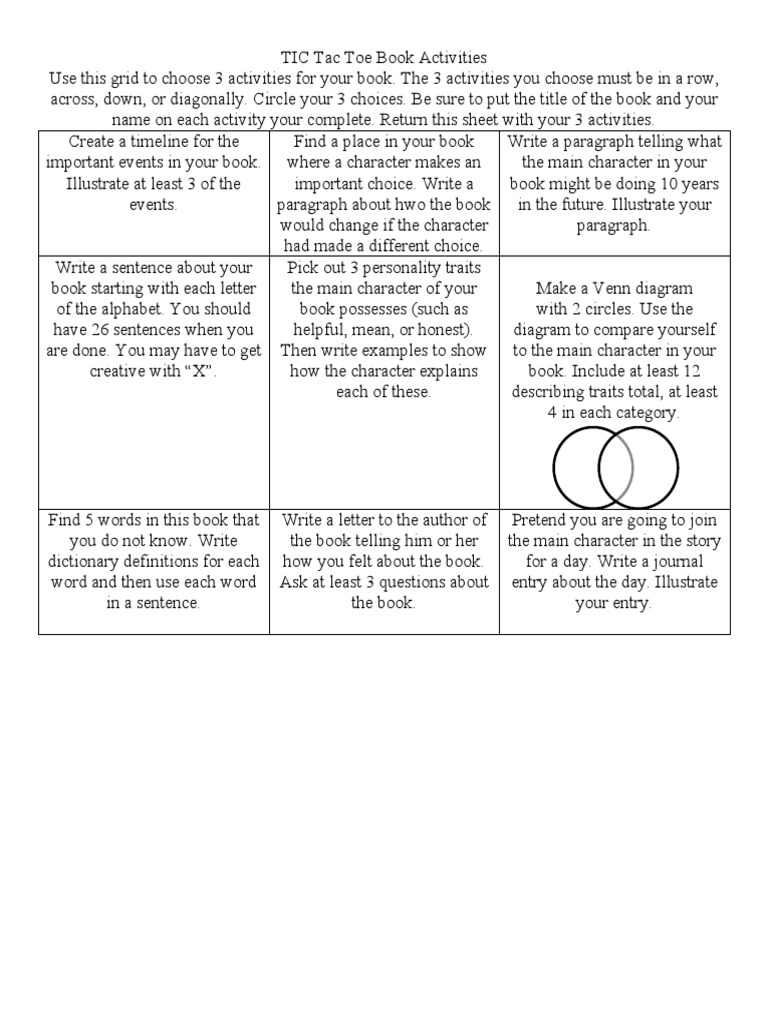 Tic Tac Toe Book Project | PDF | Grammar | Cognition