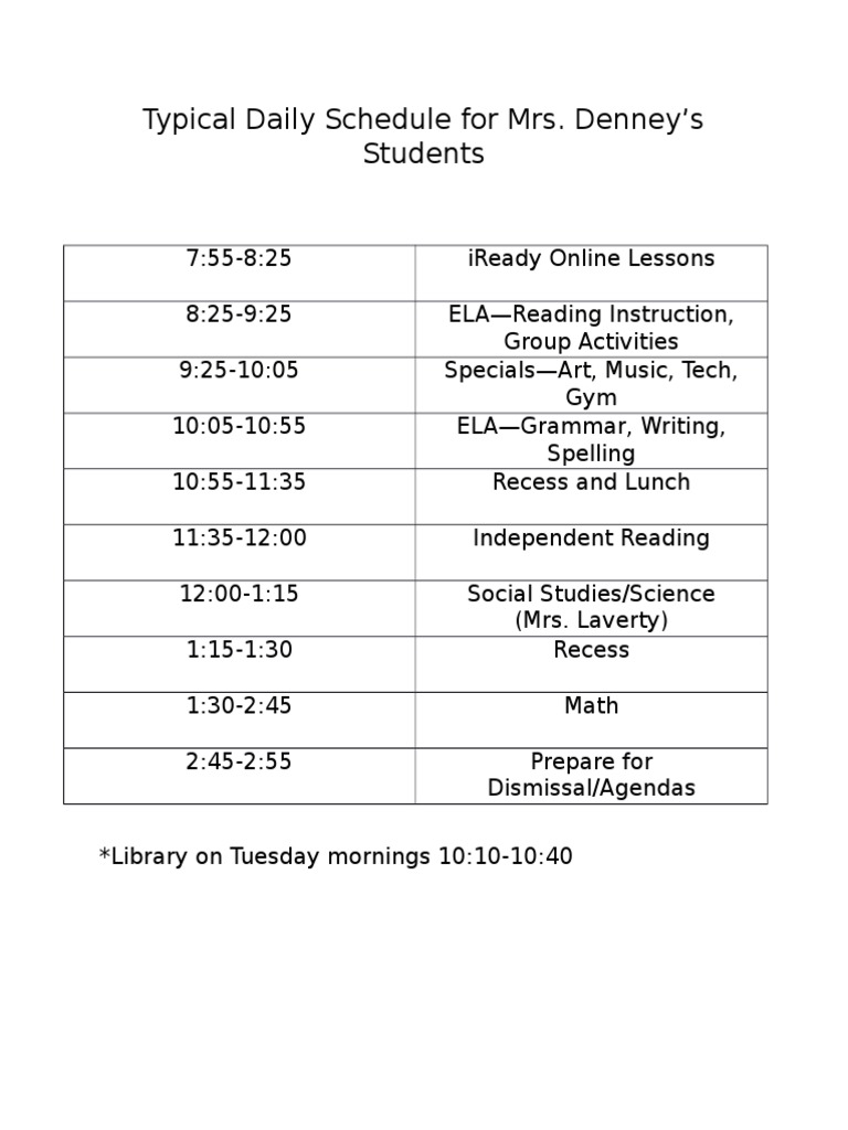 Daily Schedule Table 2016 | PDF