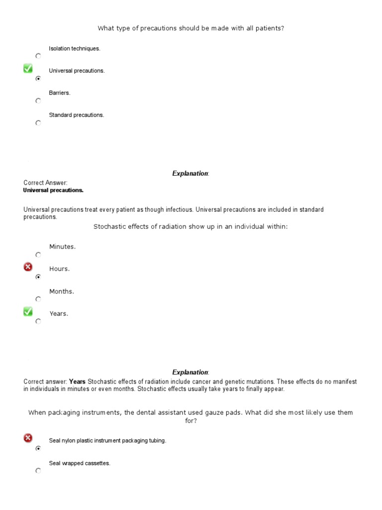 Dental Assistant Exam Practice Questions | PDF | Medical Specialties ...