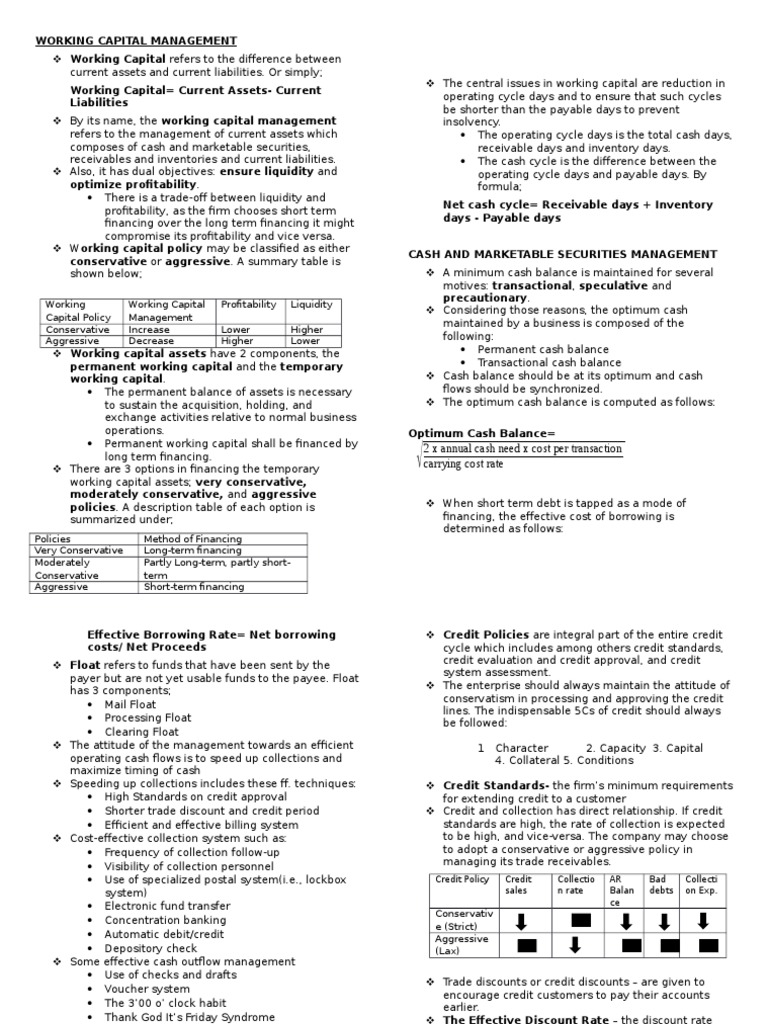 Working Capital Management | PDF | Working Capital | Credit (Finance)