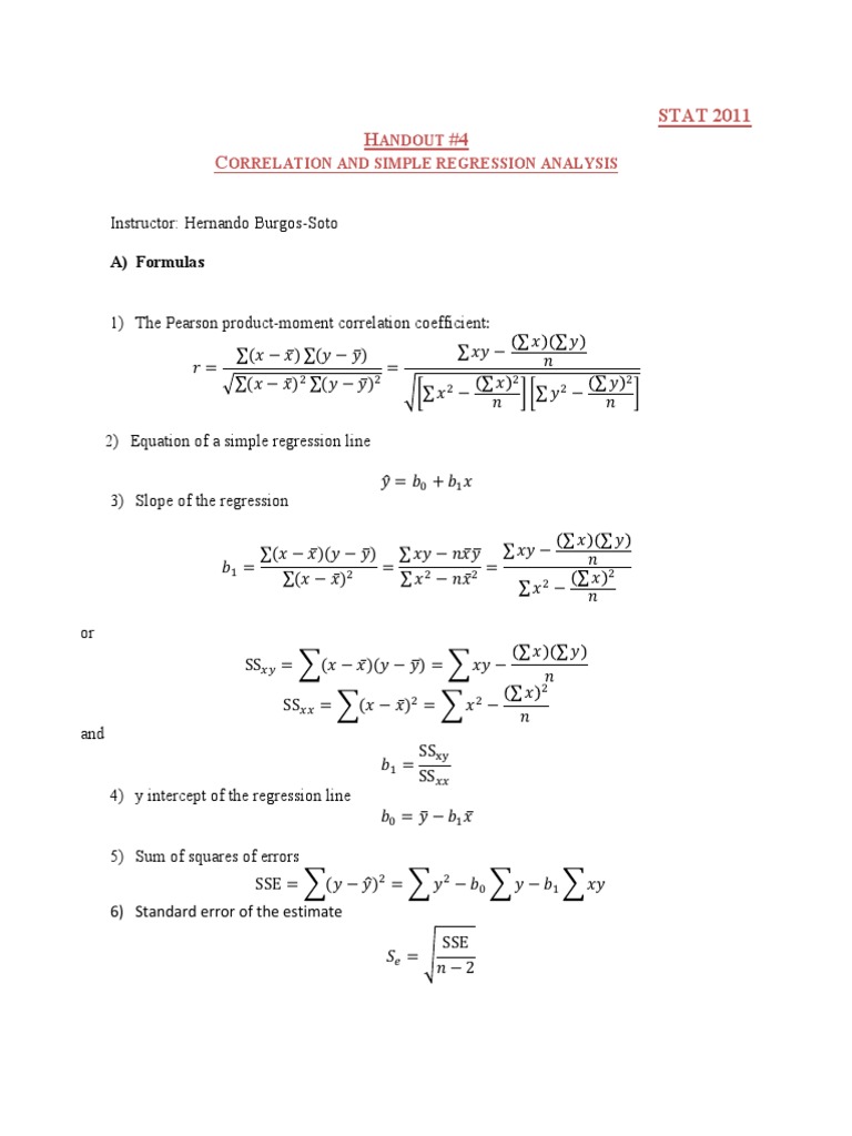 Handout 4 Correlation and Regression Analysis | PDF | Errors And Residuals | Interest