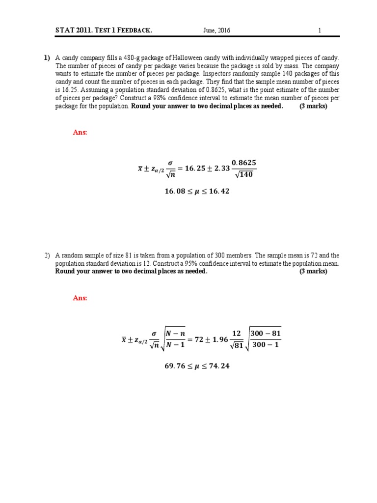 Sample of Test Feedback | PDF | Errors And Residuals | Statistical ...