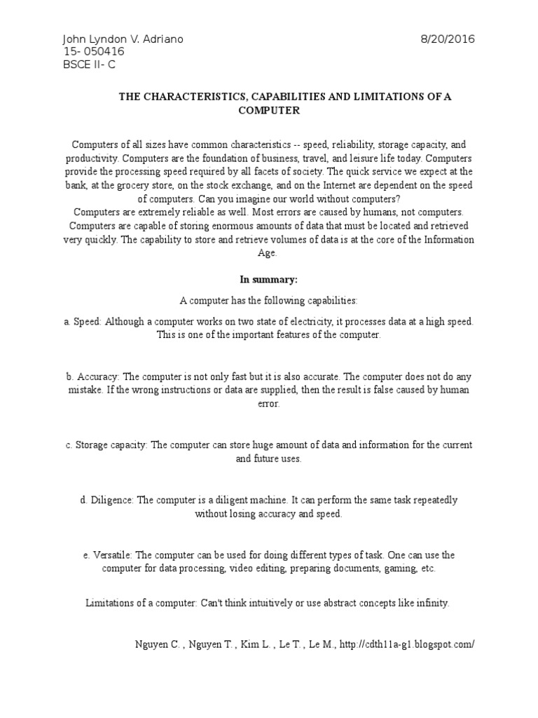 Capabilities of Computers | PDF