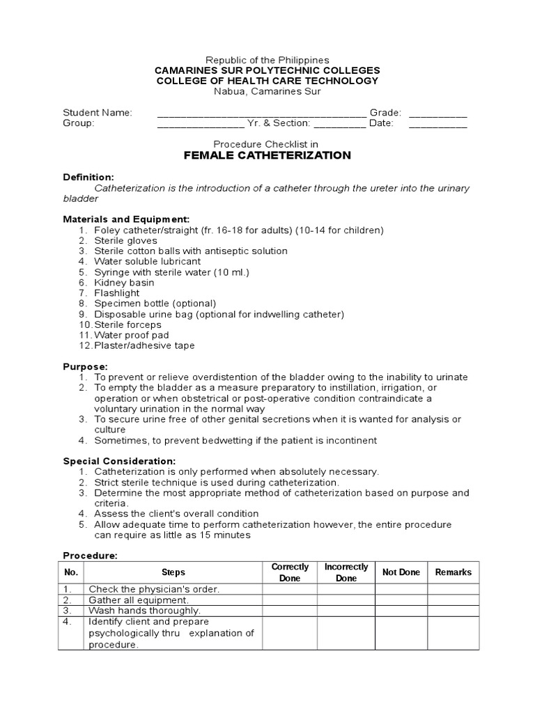 Checklist | PDF | Urology | Clinical Medicine