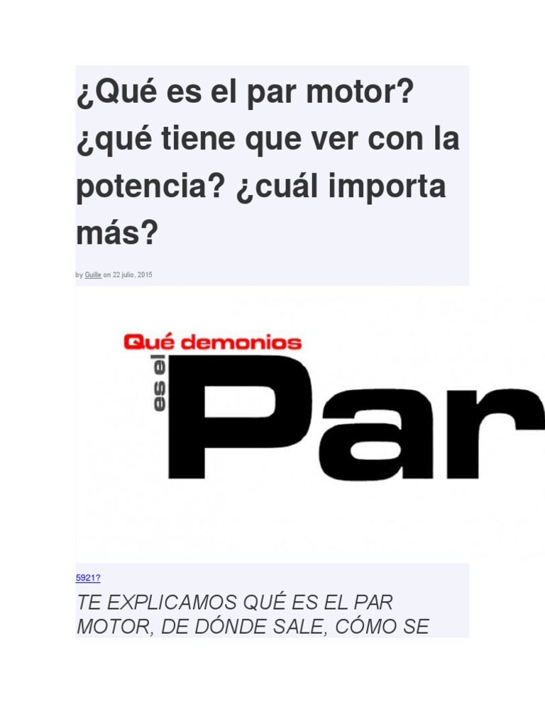 Qué Es El Par Motor | PDF | Esfuerzo de torsión | Pistón