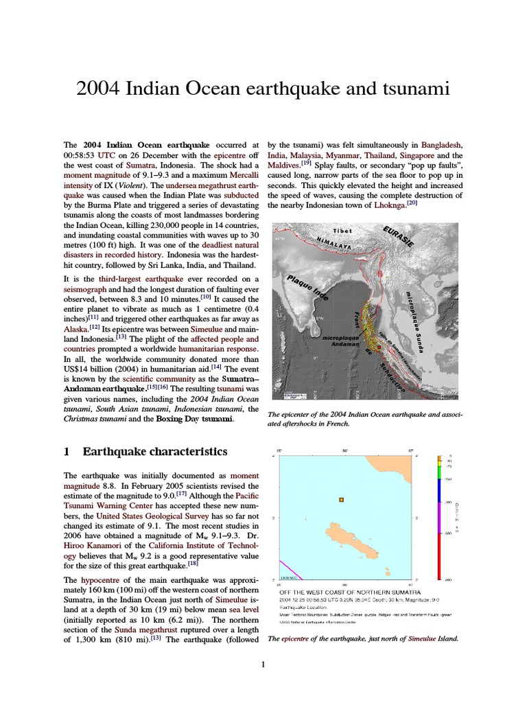 2004 Indian Ocean Earthquake and Tsunami | PDF | Tsunami | Earthquakes