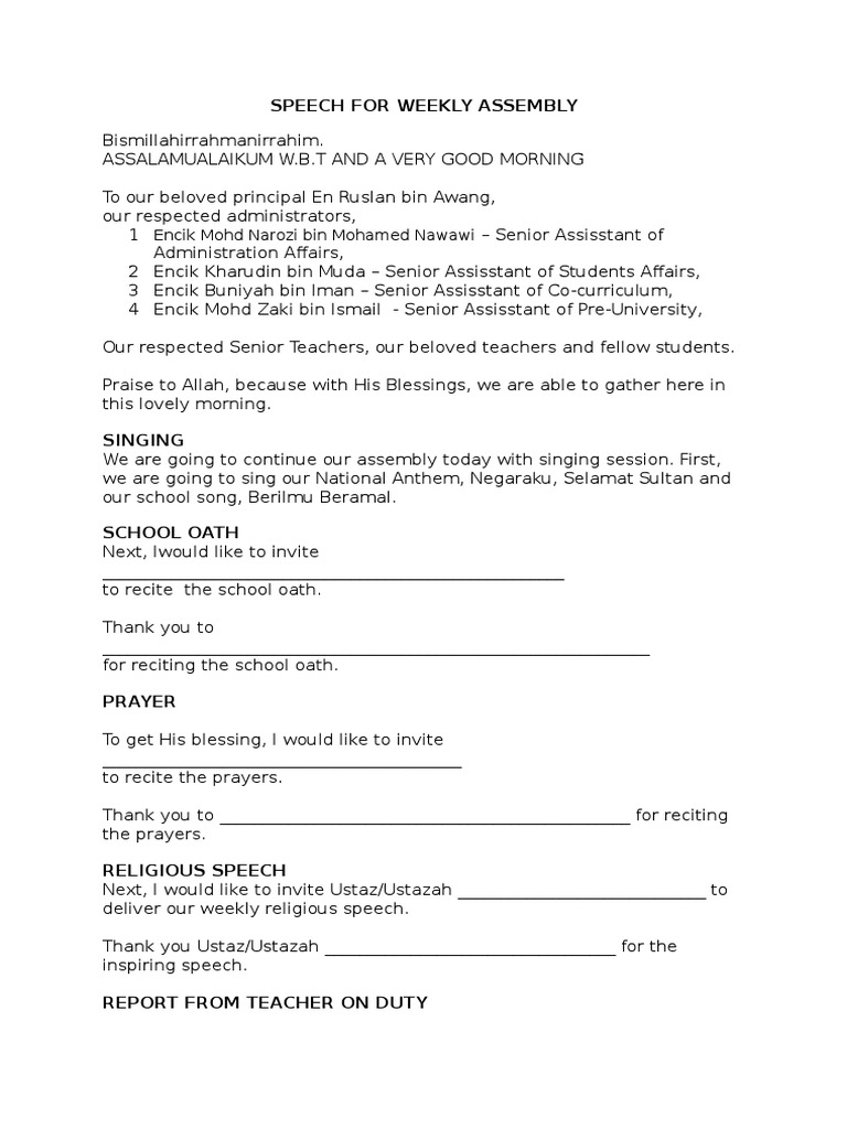 School Assembly Text | PDF