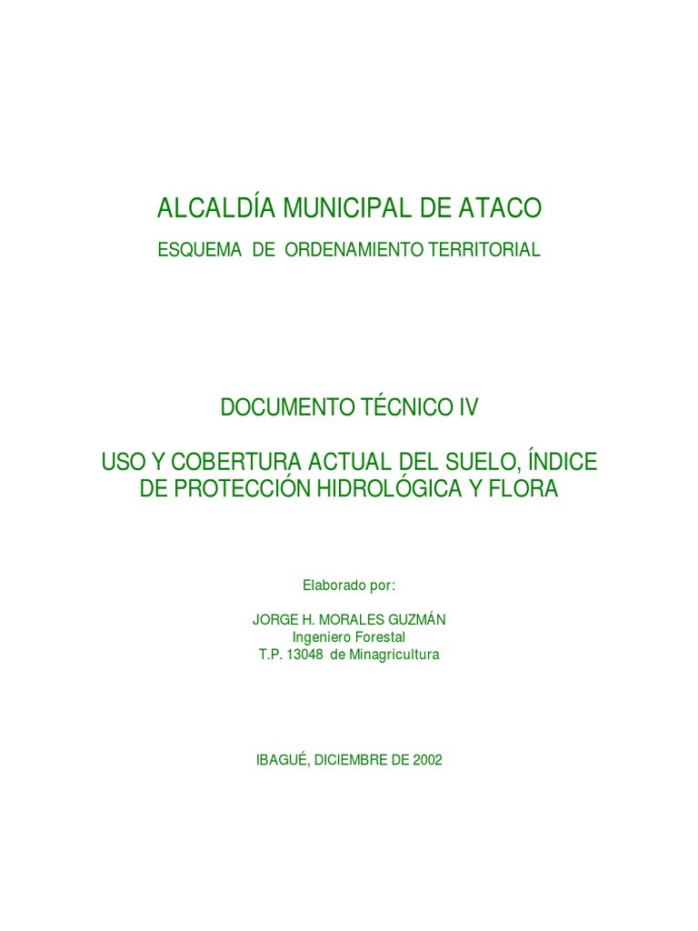 Mapa de Uso del Suelo en Ataco, Tolima | PDF | Los bosques | Erosión