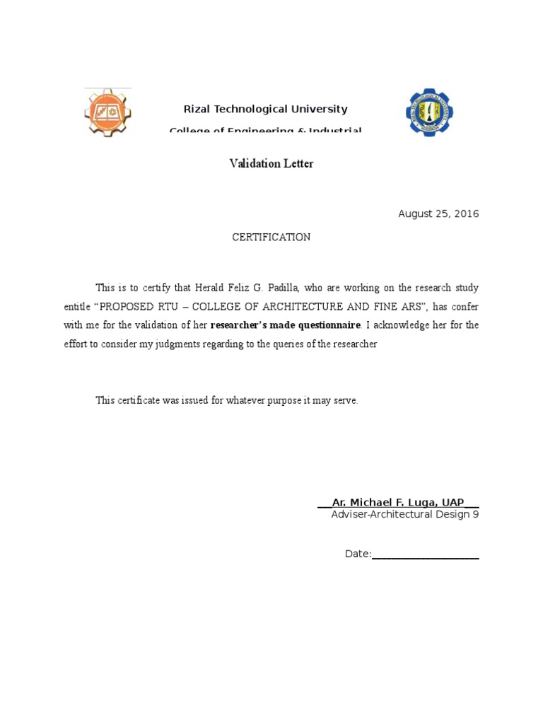 Validation Letter | PDF