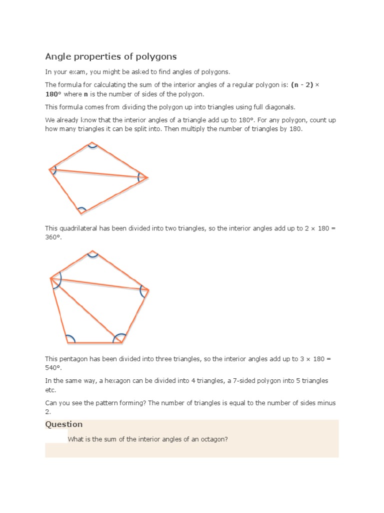 Angle Properties of Polygons | PDF | Polygon | Triangle