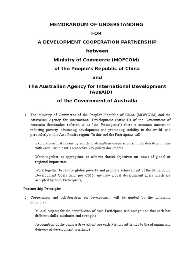 Mou China Mofcom | PDF | Memorandum Of Understanding | International ...