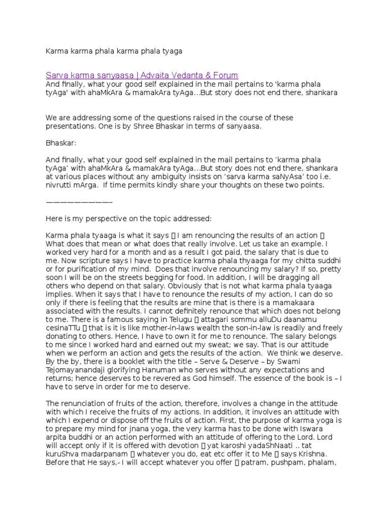 Understanding Karma Phala Tyaga | PDF | Bhakti | Monism