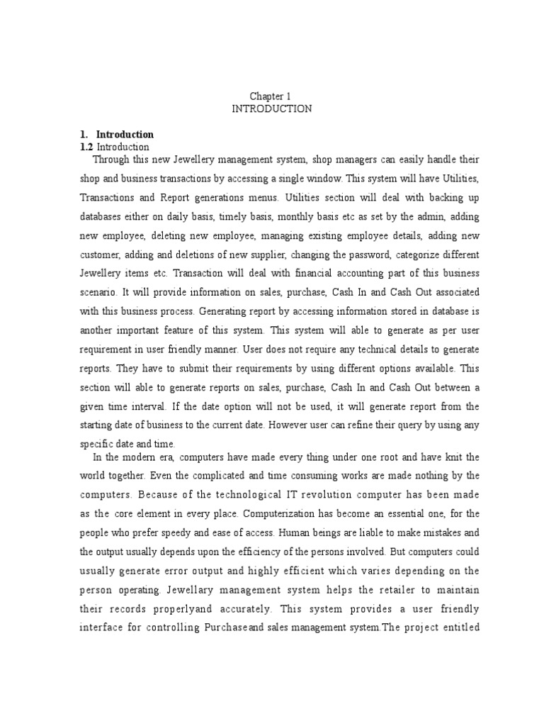 Report-Jewellary Management System | PDF | Feasibility Study ...