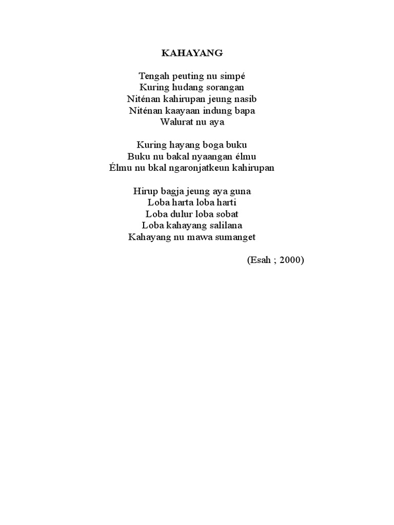 Kumpulan Sajak Sunda Kahayang | PDF