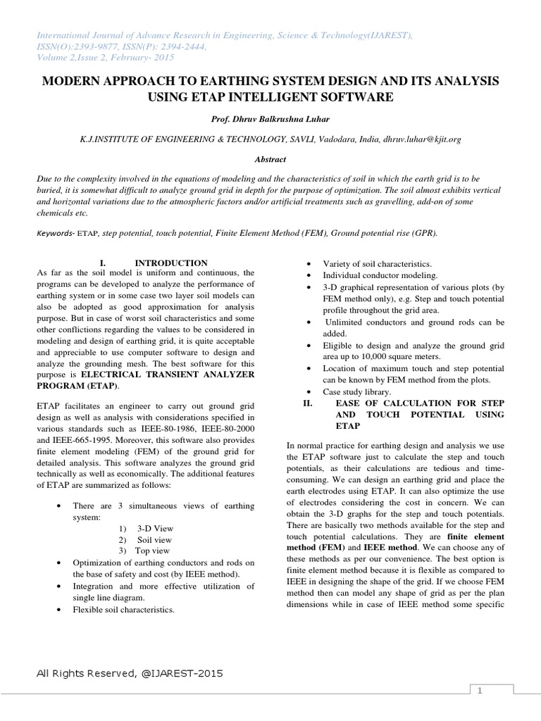 Modern Approach To Earthing System Design and Its Analysis | PDF ...
