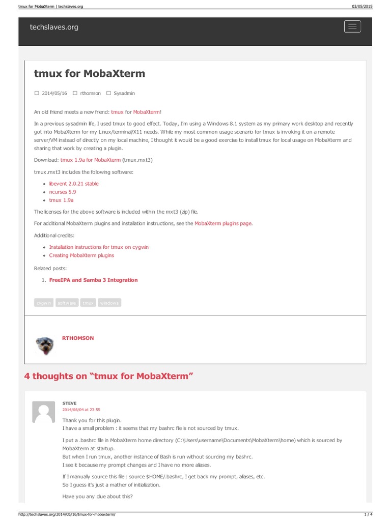 Tmux For MobaXterm | PDF | System Administrator | Installation (Computer Programs)