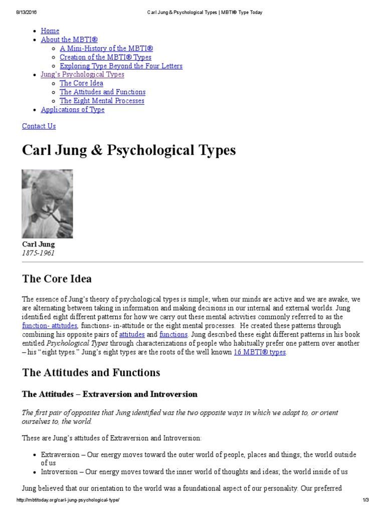 Jung's Psychological Types Explained | PDF | Truth | Psychology