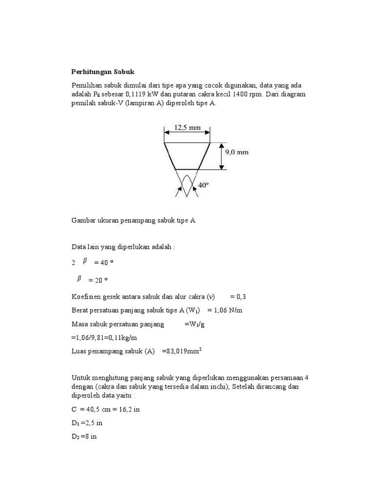 Perhitungan Panjang Sabuk V Tipe A | PDF