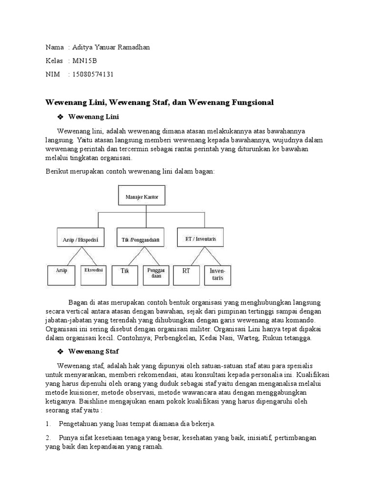 Jenis-Jenis Wewenang dalam Organisasi | PDF