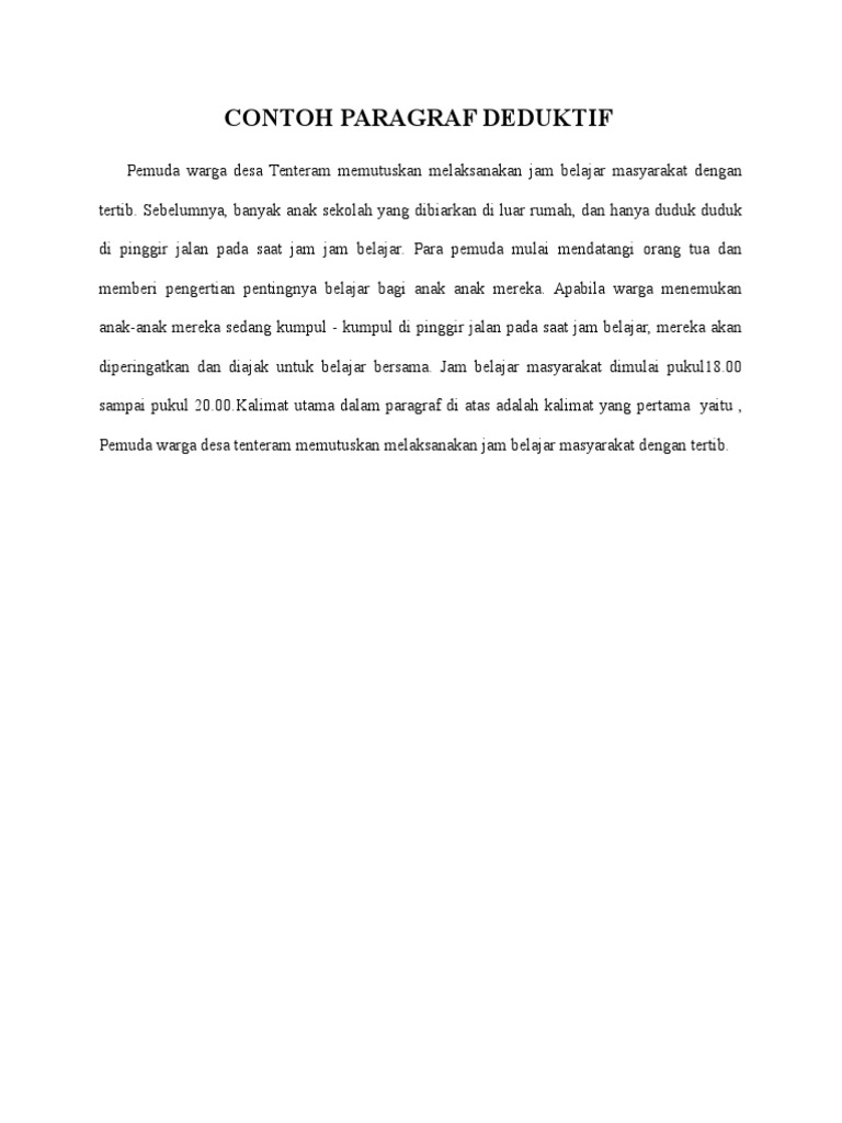 Contoh Paragraf Deduktif | PDF