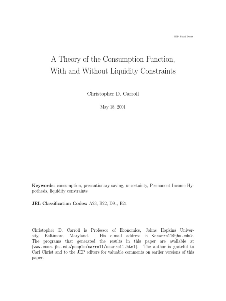 Theory Of The Consumption Function Pdf Pdf