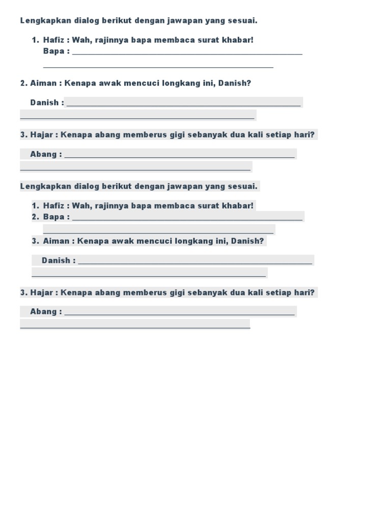 Lengkapkan Dialog Berikut Dengan Jawapan Yang Sesuai | PDF